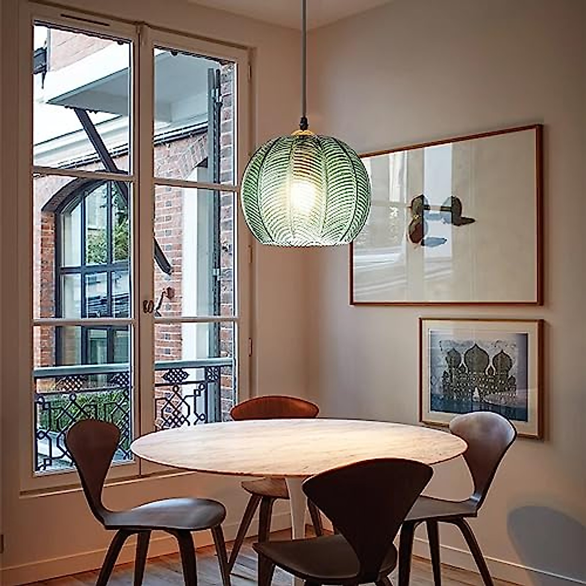HDXZTQ Modern Pendant Light Kitchen Island 9.8in Glass Pendant Light Kitchen Pendant Lights Single Pendant Lights Pumpkin Design Small Pendant Light Adjustable， Green Pendant Light Fixture