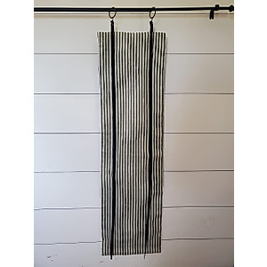 Classroom Door Curtain Black and White Ticking Stripe