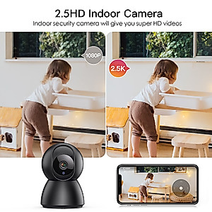 Menggood 2.5K HD Indoor Camera with SD Card-Black