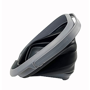 SAMMART 8.5L (2.2 Gallon) Collapsible Square Handy Bucket with Lid/Foldable Square Water Pail with Lid/Portable Tub with Handle and Lid (Grey/Black)