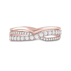 The Diamond Deal 10kt Rose Gold Womens Round Diamond Band Ring 1/2 Cttw