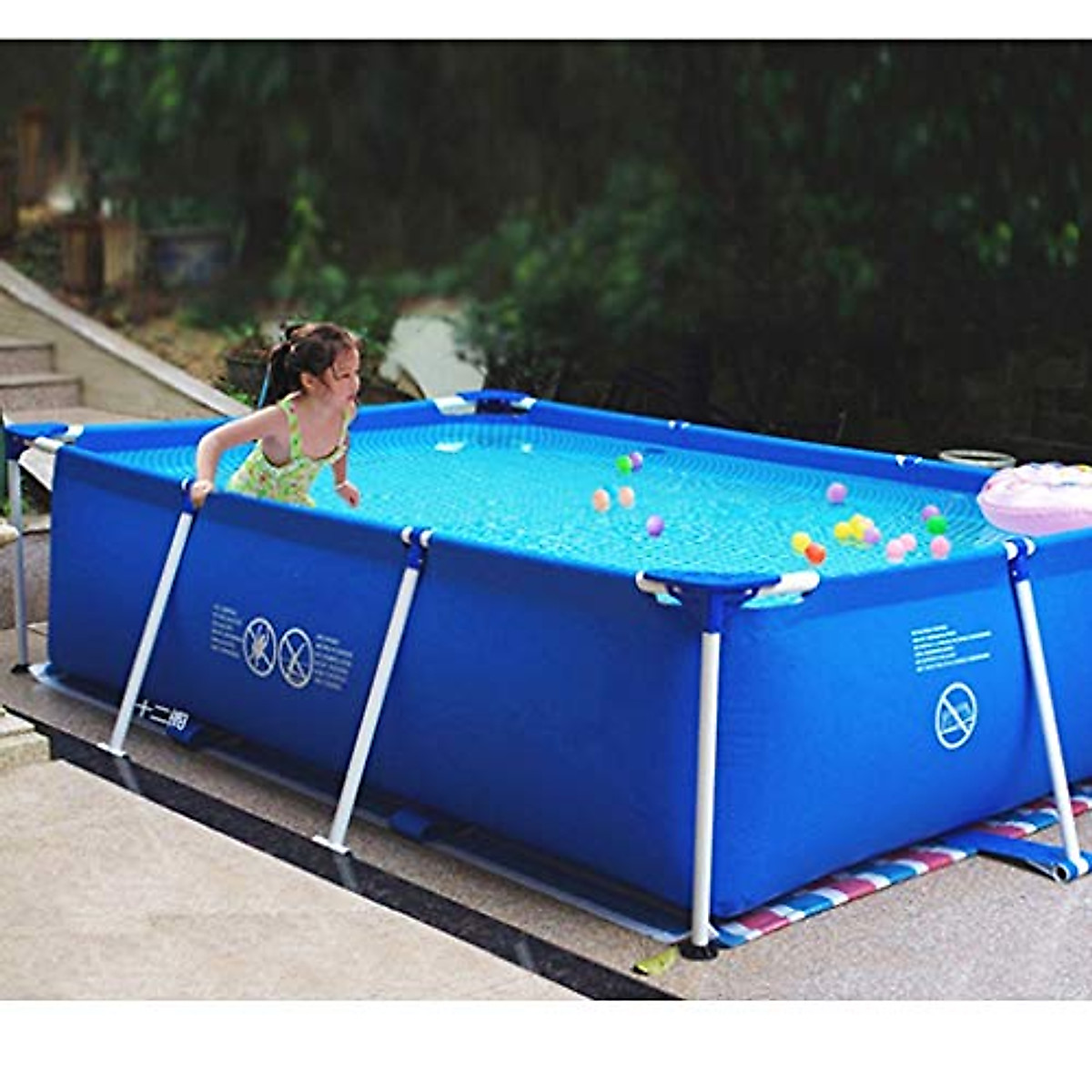 LIHONK Above Ground Swimming Pool Floats Above Ground Large with Brackets Kids and Adults Free Cover & Floor Cloth & Swimming Pool Toys Patio Lawn Garden (Size : 4.5 * 2.2 * 0.84m)
