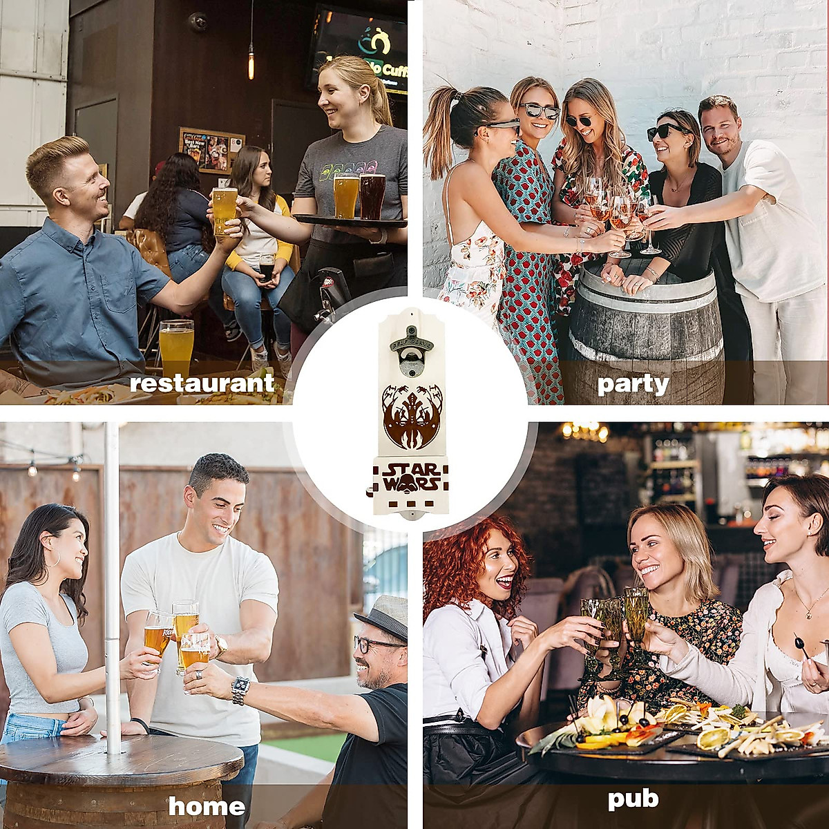 Bottle Openers Abrebotellas Beer Opener for Wall Mount Decoration or Decor for Men Gift Cool Gadgets from Bar,Family Dinner (Star W)