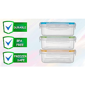 Kitchen & Cabana - Set of 3 - Fun Size Sandwich Containers - Reusable, BPA Free Plastic, Snap Shut Lids with Airtight Silicone Seal. Great for Sandwiches, Snacks and Storage (K&C-3PK)