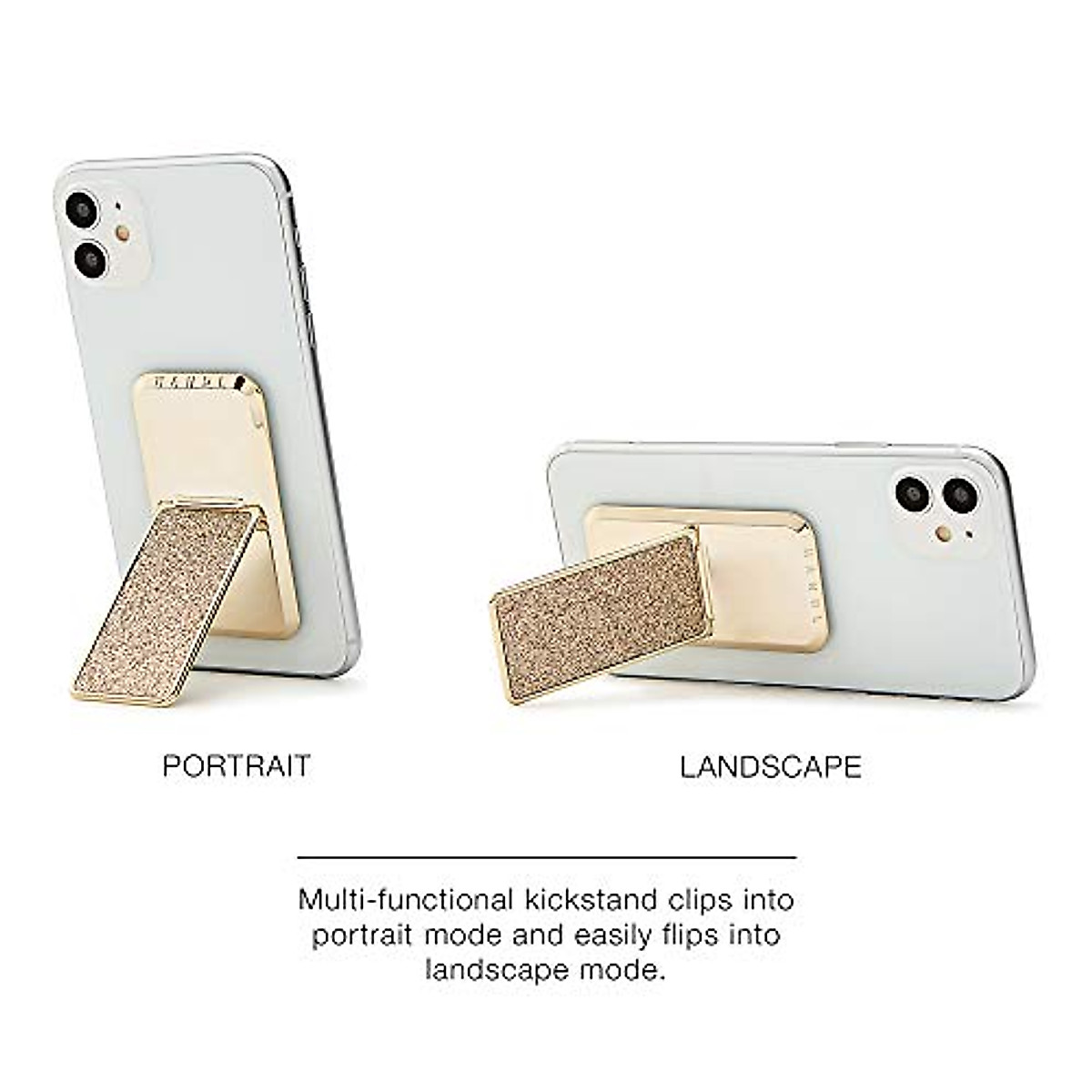 HANDL New York Champagne Glitter HANDLstick Silver Glitter Grip and Stand for Smartphone