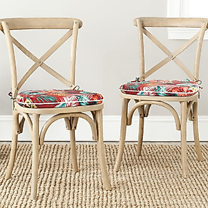 IN4 Care Indoor/Outdoor Chair Cushions 17"X16"X2" with Ties for Dining Chairs Set of 4, Waterproof U-Shaped Chair Pads, Foam Seat Cushions for Patio Kitchen Garden Office-Chili Red Floral