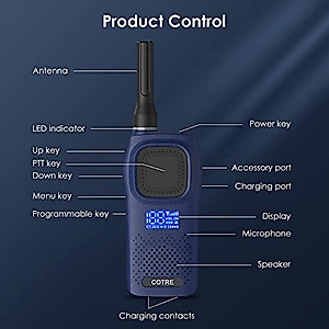 COTRE DMR 2 Way Radio - Digital&Analog Business Walkie Talky for Adults, Up to 2W Long Range Walky Talky, Automatic Backlight LED Screen, 30H Standby Time, 2 Charging Mode