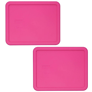 Pyrex 7212-PC Pink Plastic Rectangle Replacement Storage Lid, Made in USA - 2 Pack