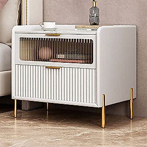 HIGOH Bedside Table Drawer Storage Bedside Table Shelves Coffee Mobile Bedside Table Bathroom Furniture