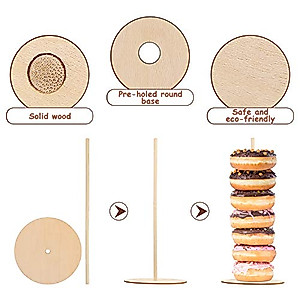 Amosfun 3PCS Wood Donut Stand Bar Wooden Donut Bagels Display Stand Holder for Wedding Birthday Treat Parties