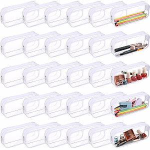 Sepamoon 30 Pcs Cosmetic Pouch Bag with Zipper Transparent Waterproof PVC Pencil Case Clear Makeup Bags Makeup Brush Case Large Capacity Pencil Bag for Office Stationery and Travel Storage (White)