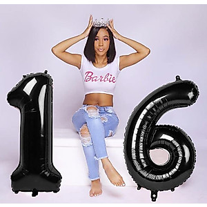 Number 1 Balloon 40 Inch Black Jumbo Mylar Foil Balloons for Halloween Decor Girl Boy 1st 1 11 21 Birthday Decorations Baby Shower Photo Shoot, Wild One Giant Balloons
