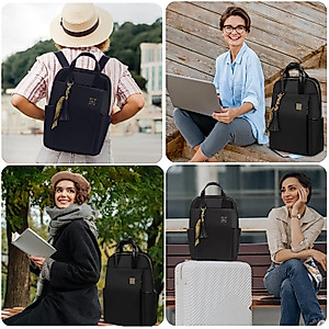 Laptop Backpack Purse 14 to 15.6 Inch 16 for Women Mini Small Computer Case Business Work Commuter Teacher Girl Cute College Fashion Carry on Airplane Travel Essentials Accessories Black Laptop Bag
