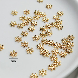GENIGW 10PCS 14K Gold Color Plated Snowflake Beads Spacer Beads DIY Jewelry Accessories