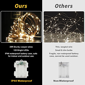 39Ft 120 LED Fairy Lights Battery Operated, RGB Color Changing String Lights with Remote, Timer - Battery Powered Fairy Lights for Bedroom Party, Twinkle Lights for Indoor Outdoor Christmas Decoration