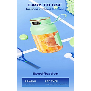 42 Oz The Ovidian Portable Juicer, 2-In-1 Ovidian Large Capacity Juicer Cup, Multifunctionalportable Blender for Smoothies With Digital Display for Sports, Fitness and Daily Life (Green-double cover)