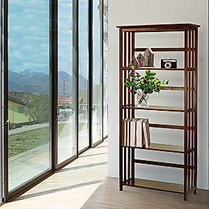 Casual Home Mission Style 5-Shelf Bookcase, Walnut