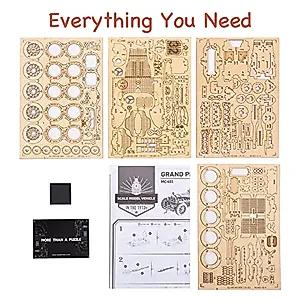 RoWood Model Cars to Build, 3D Wooden Puzzle for Adults & Teens, DIY Scale Mechanical Car Model Building Kits, Best Toys Gift for Kids - Grand Prix Car