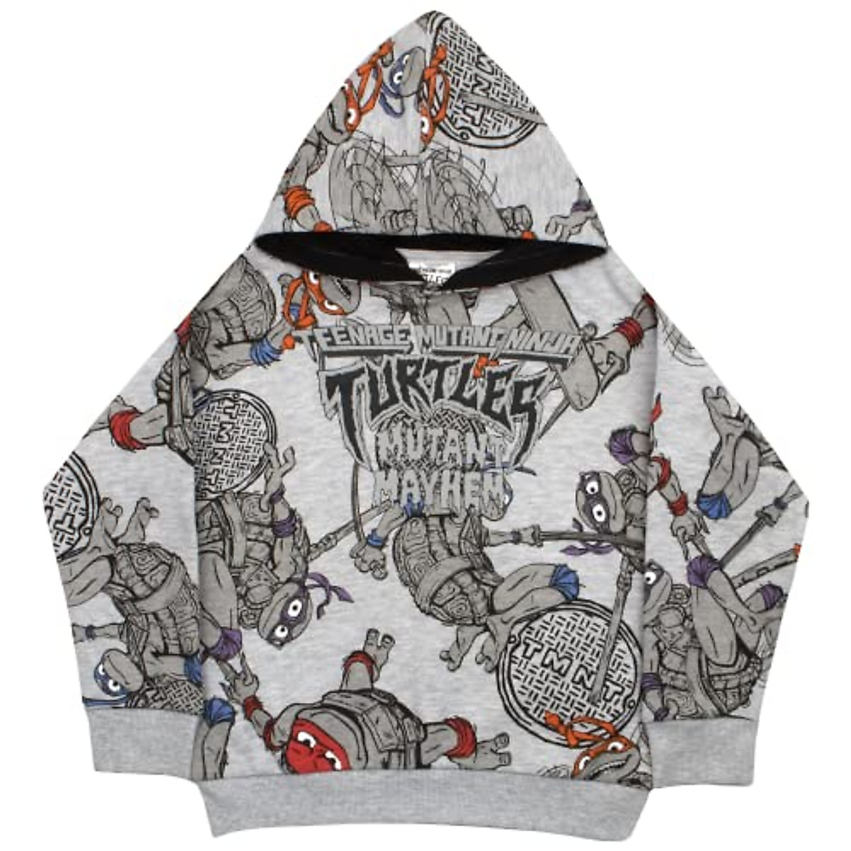 Nickelodeon Teenage Mutant Ninja Turtles Mutant Mayhem Pullover Hoodie for Kids and Toddlers (Size 8, Grey)