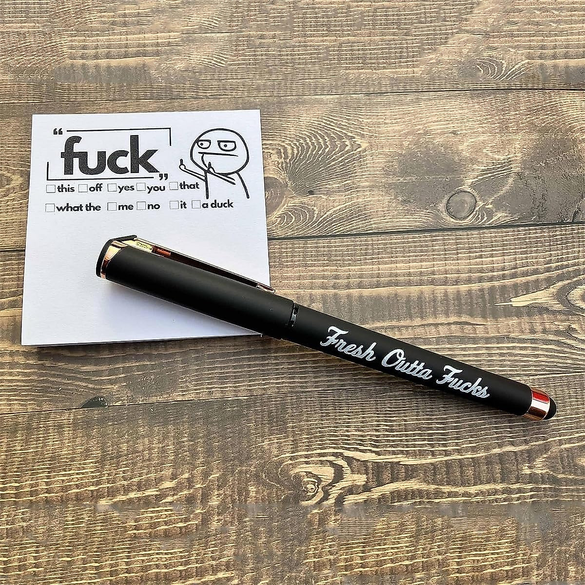 Fresh Outta Fucks Pad and Pen, Snarky Novelty Fresh Outta Fucks Pen Set, Funny Desk Accessory Gifts for Friends Colleagues Boss (Red)