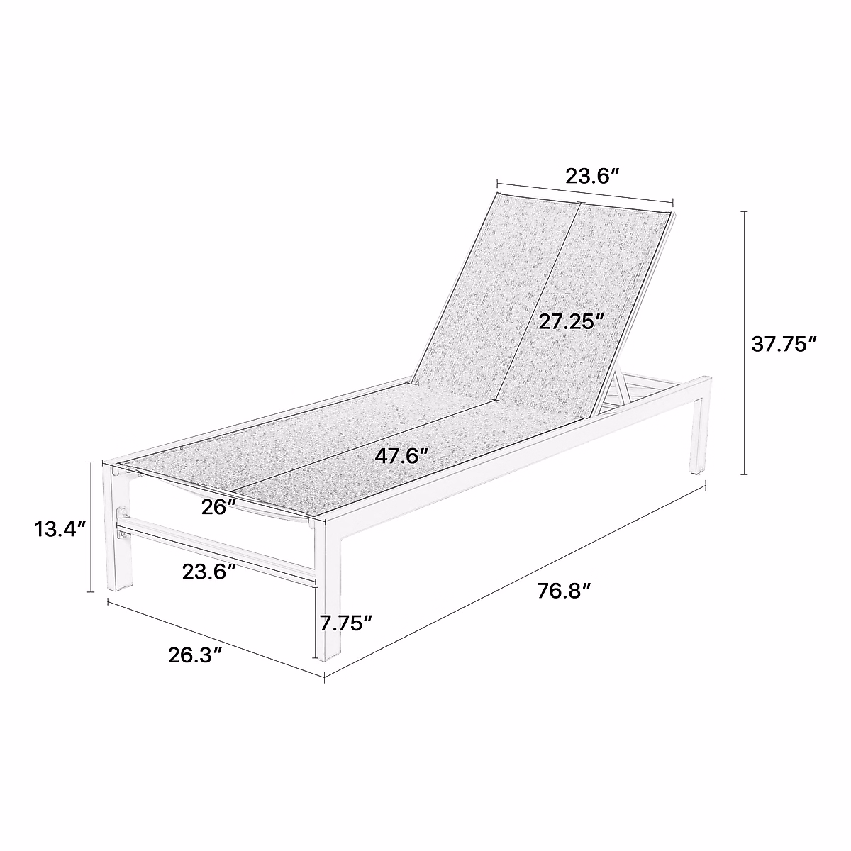 Iwicker Patio 2-Pieces Aluminum Chaise Lounge Chairs Adjustable Outdoor Quick Dry Foam Padded Lounger Reclining Chairs with 5-Position Backrest,Beige
