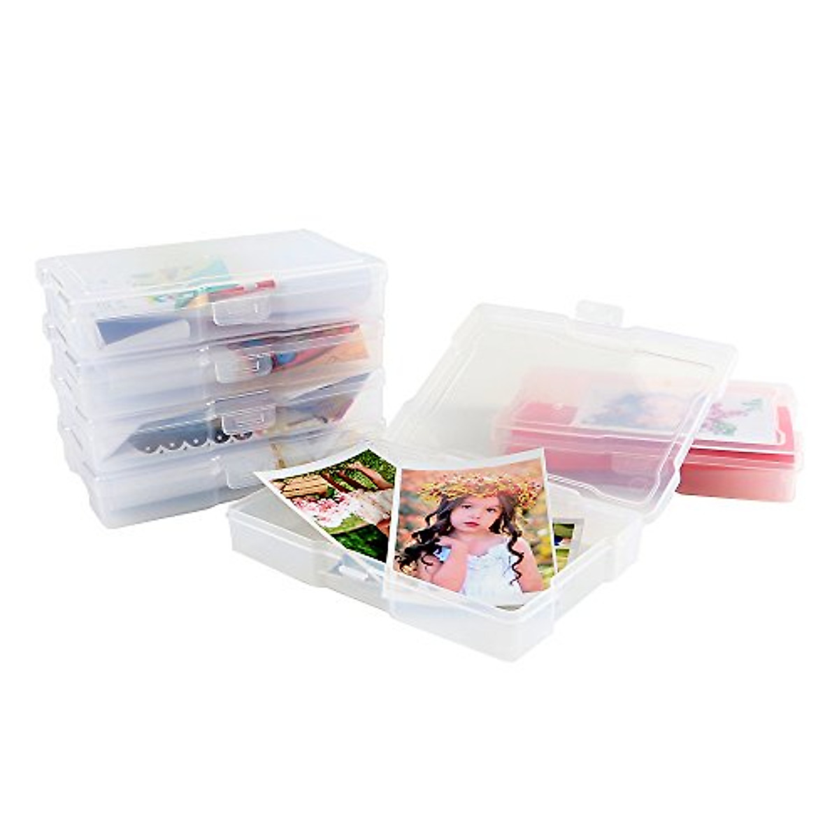 novelinks Photos Organizer 4" x 6" Photo Storage Box with Handle - 16 Inner Photo Cases Photo Box Storage Picture Organizers and Storage (White)
