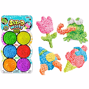 JA-RU Educational Play Styrofoam (1 Pack Assorted) Fidget Toys Stress Relief Toy, Sensory, Sensory Bin, Modeling Foam Beads Play Kit for Kids Magic Clay Art Crafts Party Favors Preschool Toys 1338-1