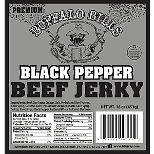 Buffalo Bills 16oz Premium Black Pepper Beef Jerky Pieces (smoked beef jerky in random size pieces)