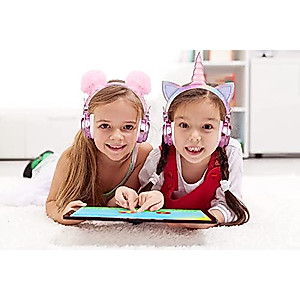 KORABA Wireless , LED Light up Color Changing Girls Bluetooth Headsets with MIC, 10 Hours 5.0 Bluetooth Headphones for School, Christmas (Pink)