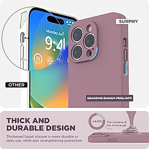 SURPHY Designed for iPhone 14 Pro Case with Screen Protector, (Camera Protection + Soft Microfiber Lining) Liquid Silicone Phone Case, Lilac Purple