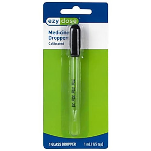 EZY DOSE Ear and Eye Medicine Dropper For Liquid & Medicine, 1mL Capacity Calibrated Glass, Deliver Correct Dose, Clear, BPA Free