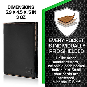 RFID Passport Wallet Travel Organizer - 2 Passport Holder - Slim Leather Bifold