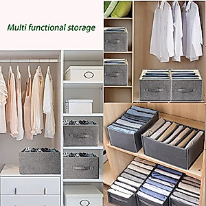 Wardrobe Clothes Organizer for Jeans,4PCS Foldable Jeans Organizer,Pant Organizer for Drawer for Clothes T-shirt Leggings Jeans and Pants Organization，7+9 Grids，Grey