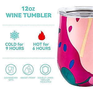 PLATINIUM Stainless Steel Wine Tumbler,12oz Vacuum Insulated Wine Tumbler with Lid,Stemless Wine Tumbler,Keep Cold & Hot,Leak-Proof,Dishwasher Safe,Perfect for Travel & Outdoors|Forest