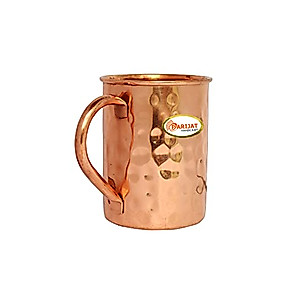 PARIJAT HANDICRAFT Handcrafted Hammered Classic Copper Moscow Mule Mugs Solid Pure Copper Unlined Mug Cup Capacity 16 Ounce
