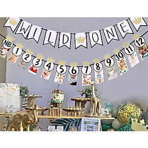 Cooper Live Wild One Banner - Wild One Birthday Wall Background Banner, Birthday Party Happy Birthday 1 Birthday Party, Wild One Photo Banner. Jungle First Birthday Photo Banner (White)