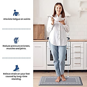 KitchenClouds Kitchen Mat Anti Fatigue, Cushioned Comfort Rugs 17.3"x 28" Grey Floor Mat Non-Slip, Waterproof Standing Desk Mat for Kitchen Floor, Home, Office, Laundry