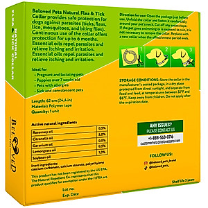 Natural Flea & Tick Collar for Dogs - 6 Months Control of Best Prevention & Safe Treatment - Anti Fleas and Ticks Essential Oil Repellent (1 Count (Pack of 1))