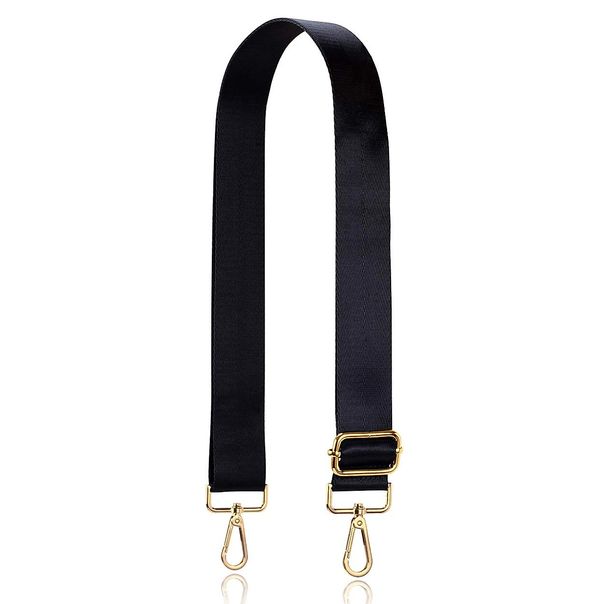 Allzedream Wide Purse Strap Replacement Crossbody Shoulder Bag Adjustable (Black Gold)