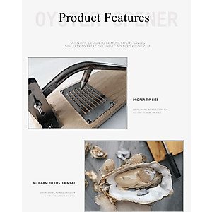 NOMAL Stainless Steel Vertical Oyster Shucker Adjustable Oyster Clam Opener Machine Heavy Duty Oyster Sheller Practical Tool for Hotel Buffets, Homes Gift (WOOD)