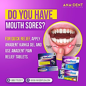 Anadent Toothache Gel, 20% Benzocaine Oral Gel for Instant Pain Relief, Oral and Toothache Medicine for Severe Pain, Fast Acting Relief of Cavity and Canker Sores, 0.25oz