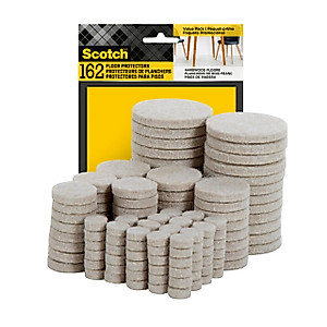Scotch Felt Furniture Pads 162 PCS Furniture Pads for Hardwood Floors, Round, Beige, Assorted Sizes Value Pack