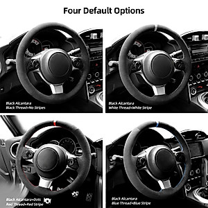 Alfanxi Hand Stitch Sewing Italy Alcantara Car Steering Wheel Cover Wrap Compatible with Toyota 86 GT86 GR86 (White Thread)