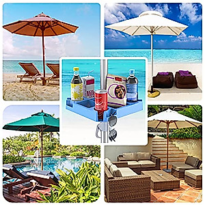 Keten 16" Beach Umbrella Table Tray with 4 Cup Holders, 4 Snack Compartments, 4 Sunglasses Holes, 4 Phone Slots, Umbrella Table for Beach, Patio, Garden, Swimming Pool