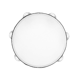 Tambourine for Church 8 inch Hand Held Drum Bell Birch Metal Jingles Percussion Musical Educational Drum Instrument for KTV Party Kids Games by Musfunny (8 inch)