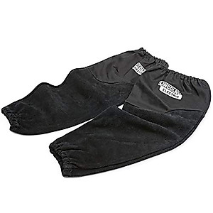 Lincoln Electric Welding Sleeves | Split Leather & Flame Resistant (FR) Cotton | Heat Resistance & Durability | K3111-ALL, Black