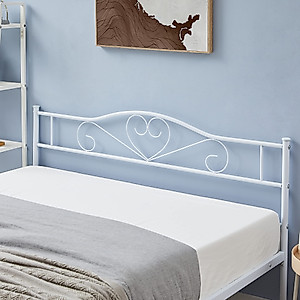 VECELO 14 Inch Full Size Metal Platform Bed Frame with Headboard and Footboard, Heavy Duty Mattress Foundation with Steel Slats Support, No Box Spring Needed, White