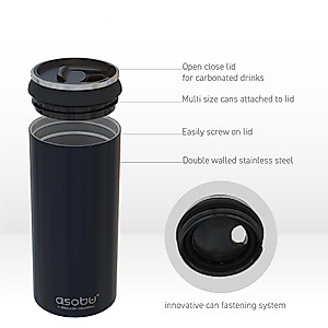 Asobu Multi Can Cooler Insulated Sleeve fits for Slim and Standard 12 Oz and 16 Oz Hard Seltzer, Soda, Beer or Energy Drinks and all standard size Beer Bottles (Glitter Black)