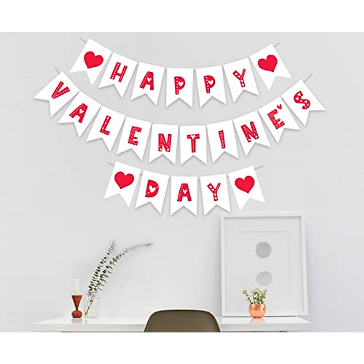 Happy Valentines Day Banner - Bunting Banner - Heart Signs - Love Banner - Valentines Day Photo Prop - Candy Heart Valentine Banner - Mantel Decor Valentines - Pre Assembled Proposal Banner