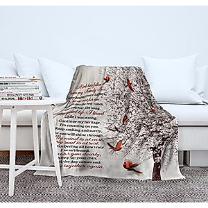 Memorial Blanket| A Limb Has Fallen from Family Tree| Cardinal Remembrance Blanket, Sympathy Memorial Gift for Loss of Father, Mother, Husband in Heaven, in Loving Memory| N2764 (Sherpa, 60x50 inch)